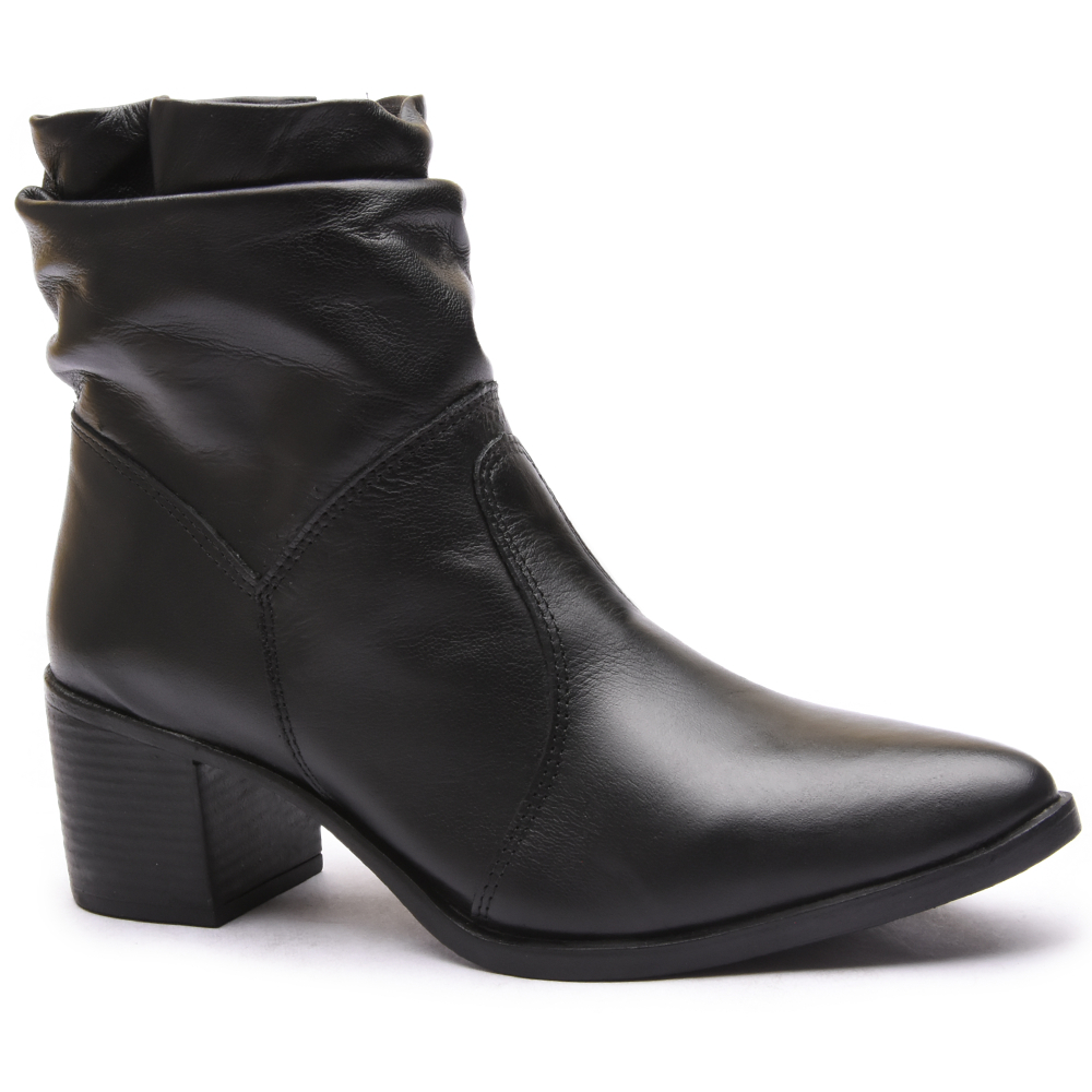 Bota Feminina Couro Cano Sanfonado Bico Fico Casual | Shopee Brasil