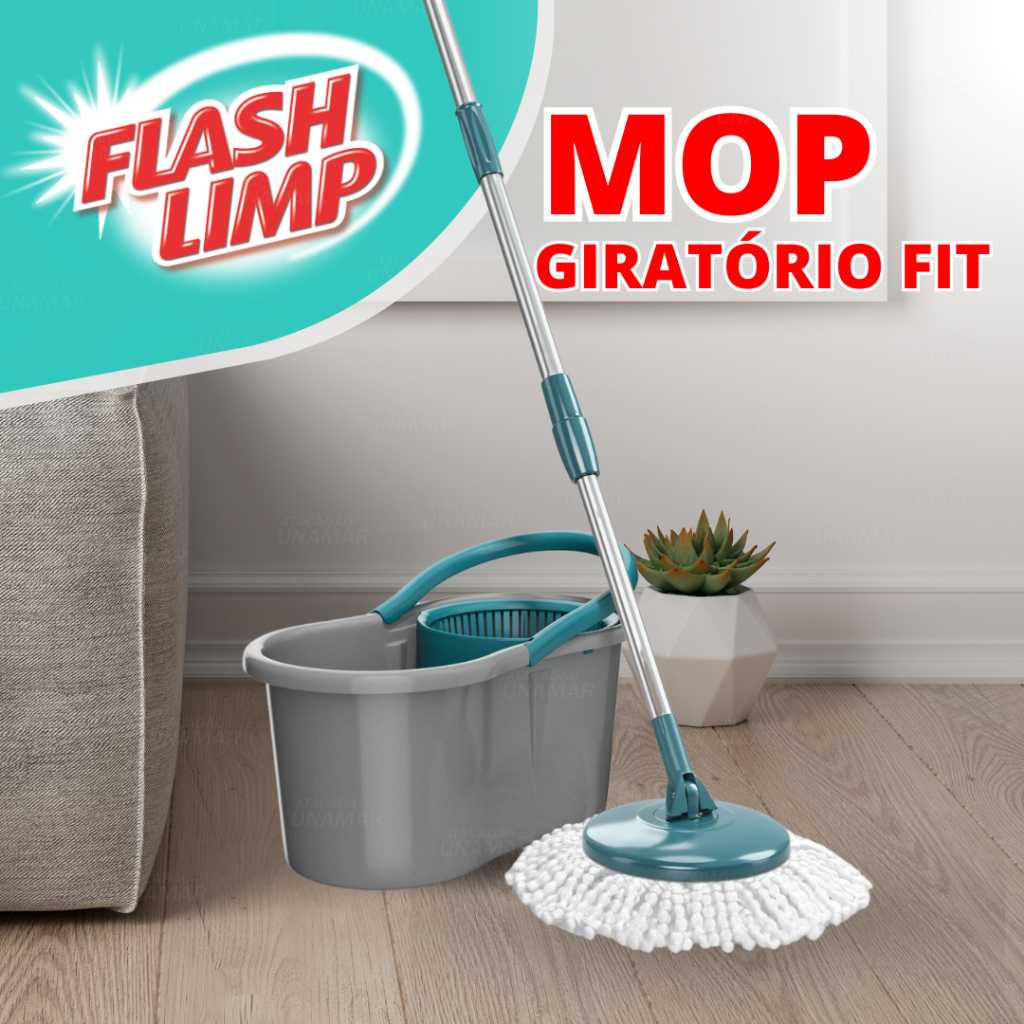 Mop Flash Limp Giratório 8 Litros - ORIGINAL FLASH LIMP Esfregão de ...