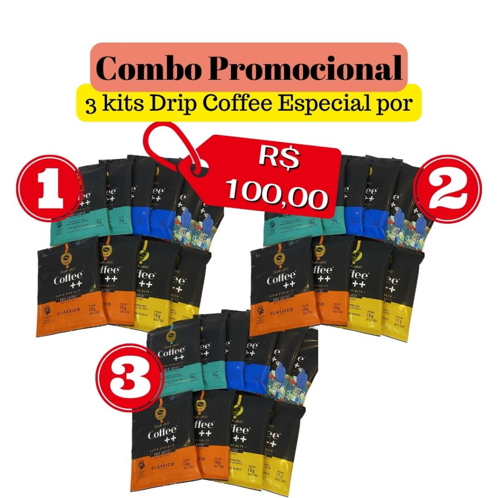 Combo com 3 Kits de Drip Coffee Especiais Coffee Mais | Shopee Brasil