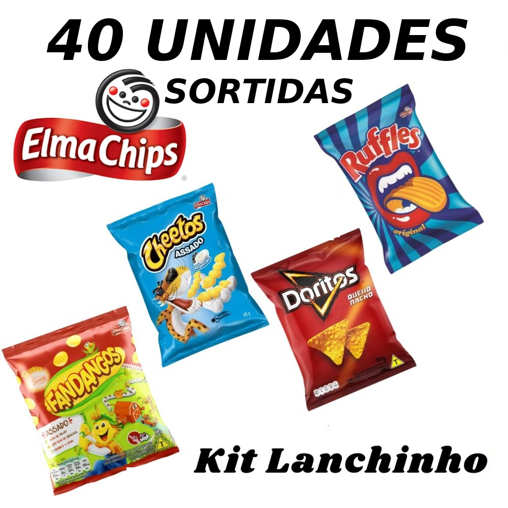 Kit com 40 Salgadinhos Sortidos Elma Chips - Doritos - Fandangos - Cheetos - Ruffles | Shopee Brasil