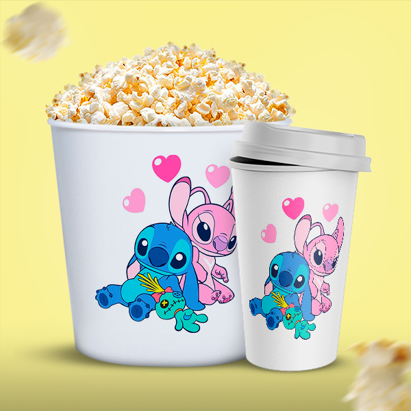 KIT CINEMA STITCH E ANGEL BALDE 4,2L + COPO ECO | Shopee Brasil