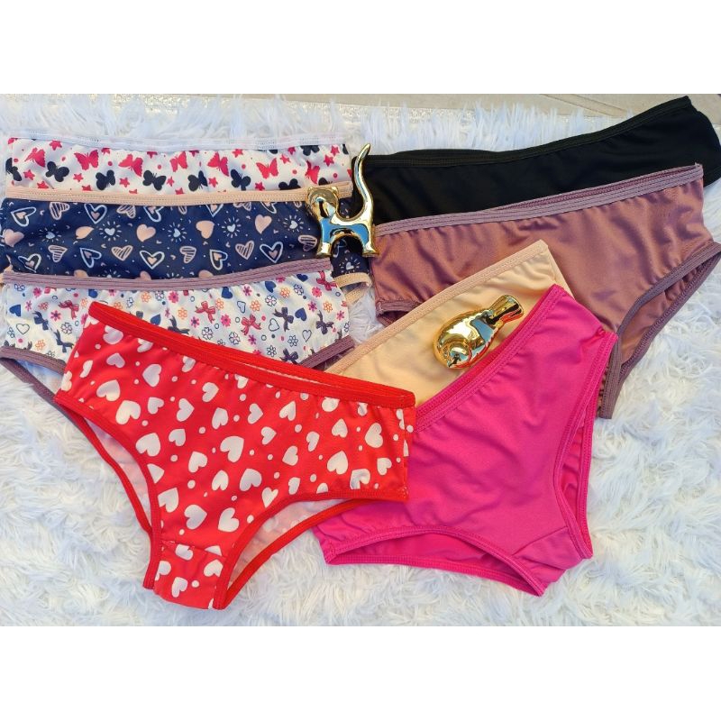 Kit 10 Calcinhas INFANTIL 2 a 10 Anos De Microfibra Com Forro de ...