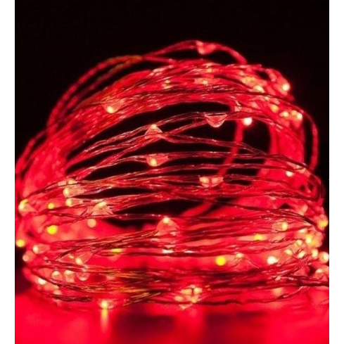 Fio de led fio fada 3m 30 leds vermelha a pilha para festas e datas ...