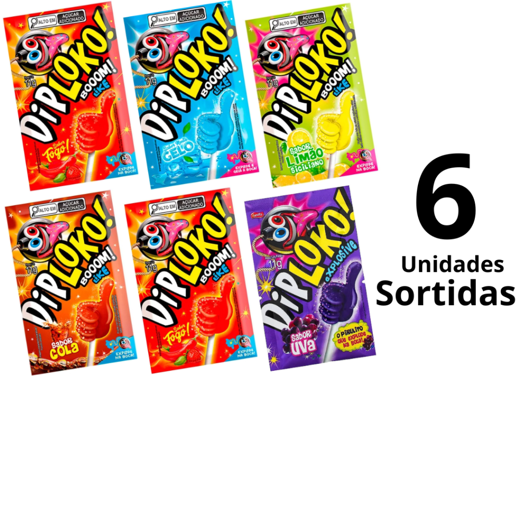 Kit Pirulito DIP LOKO Boom Explosive Sabores Sortidos c/ 6 un x 11g ...