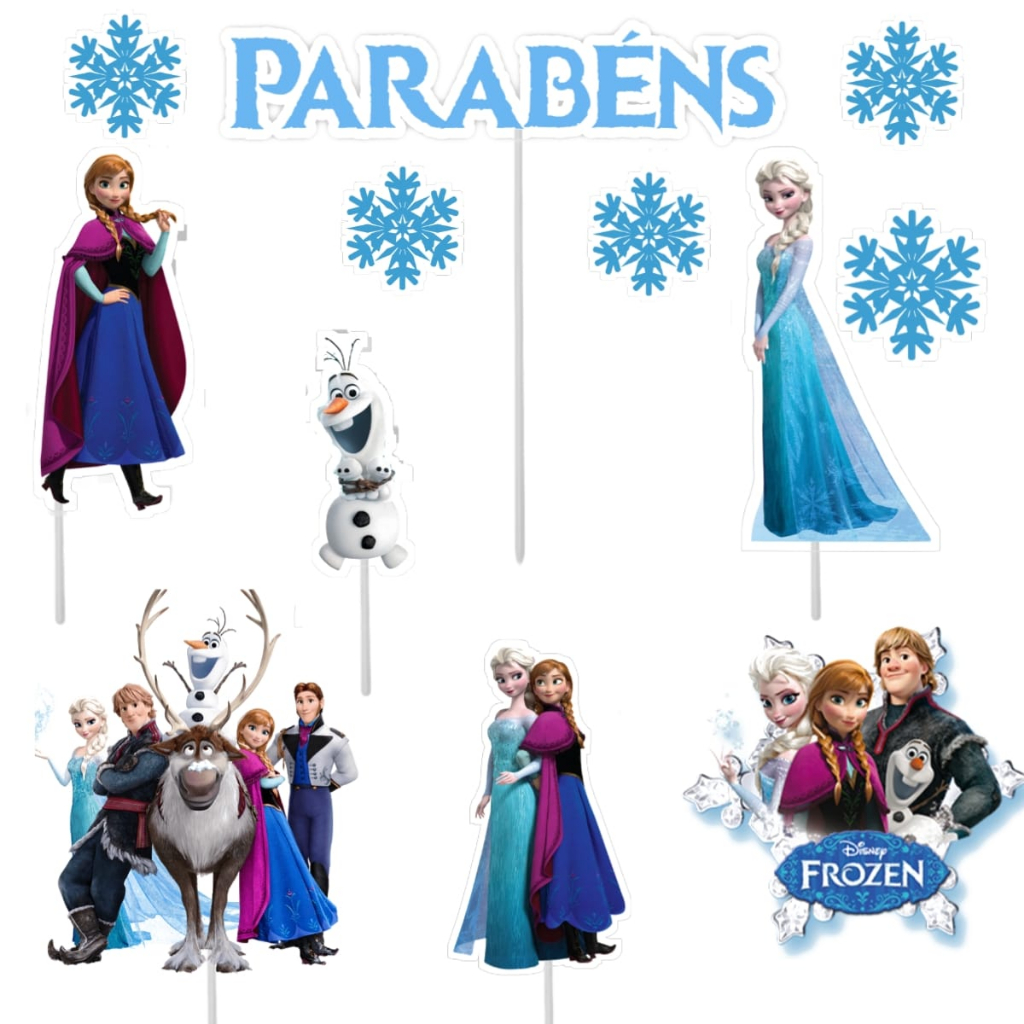 Topo Topper Decoração De Bolo Enfeite Frozen | Shopee Brasil