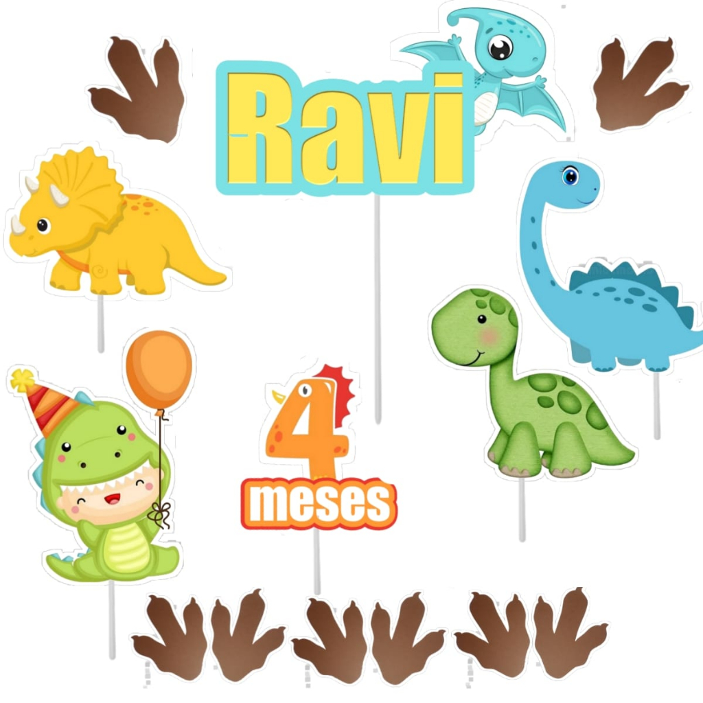 Topo Topper Decoração De Bolo Enfeite Dino Baby | Shopee Brasil