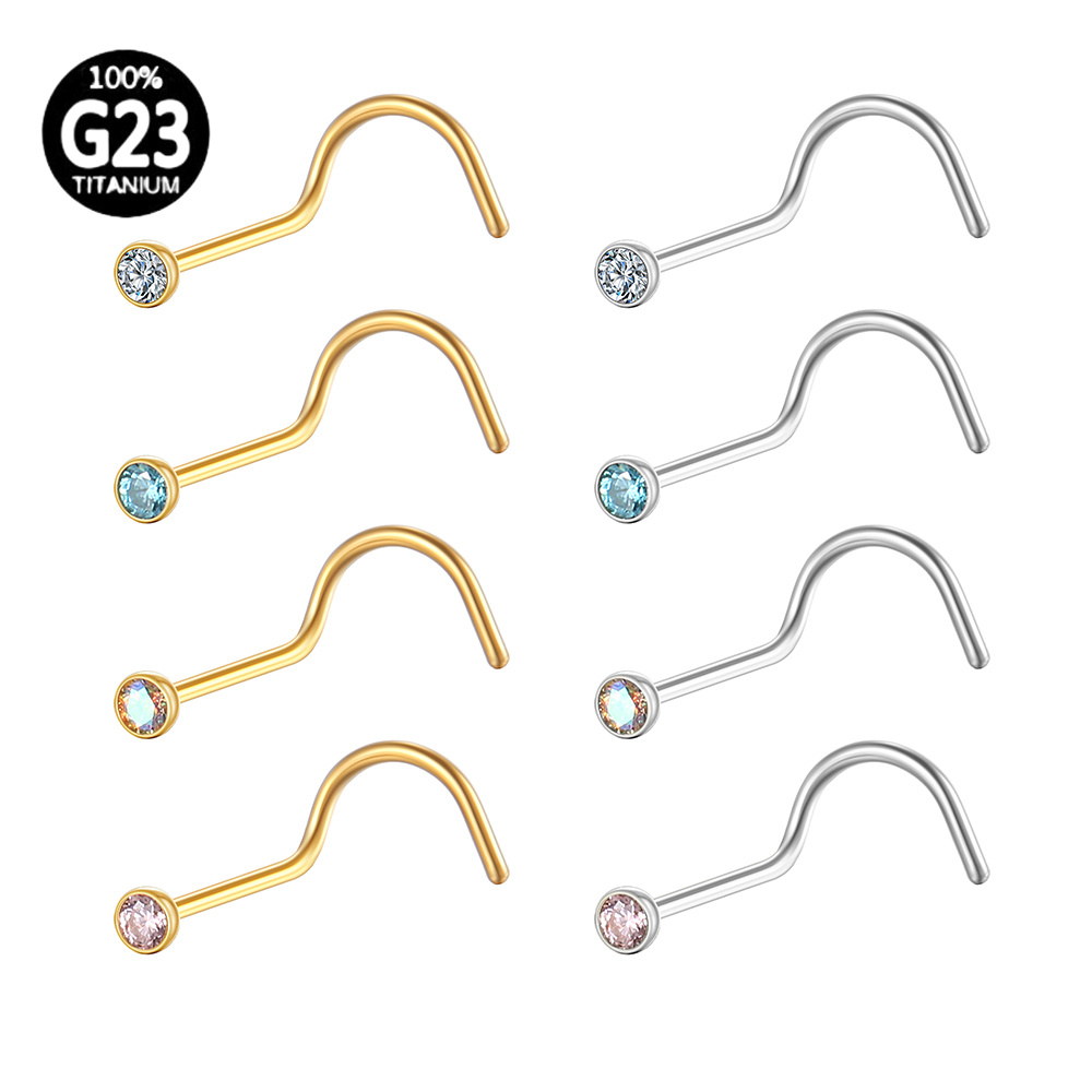 Piercing Nostril Ponto de Luz Titânio Multicolorido | de Nariz Piercing ...