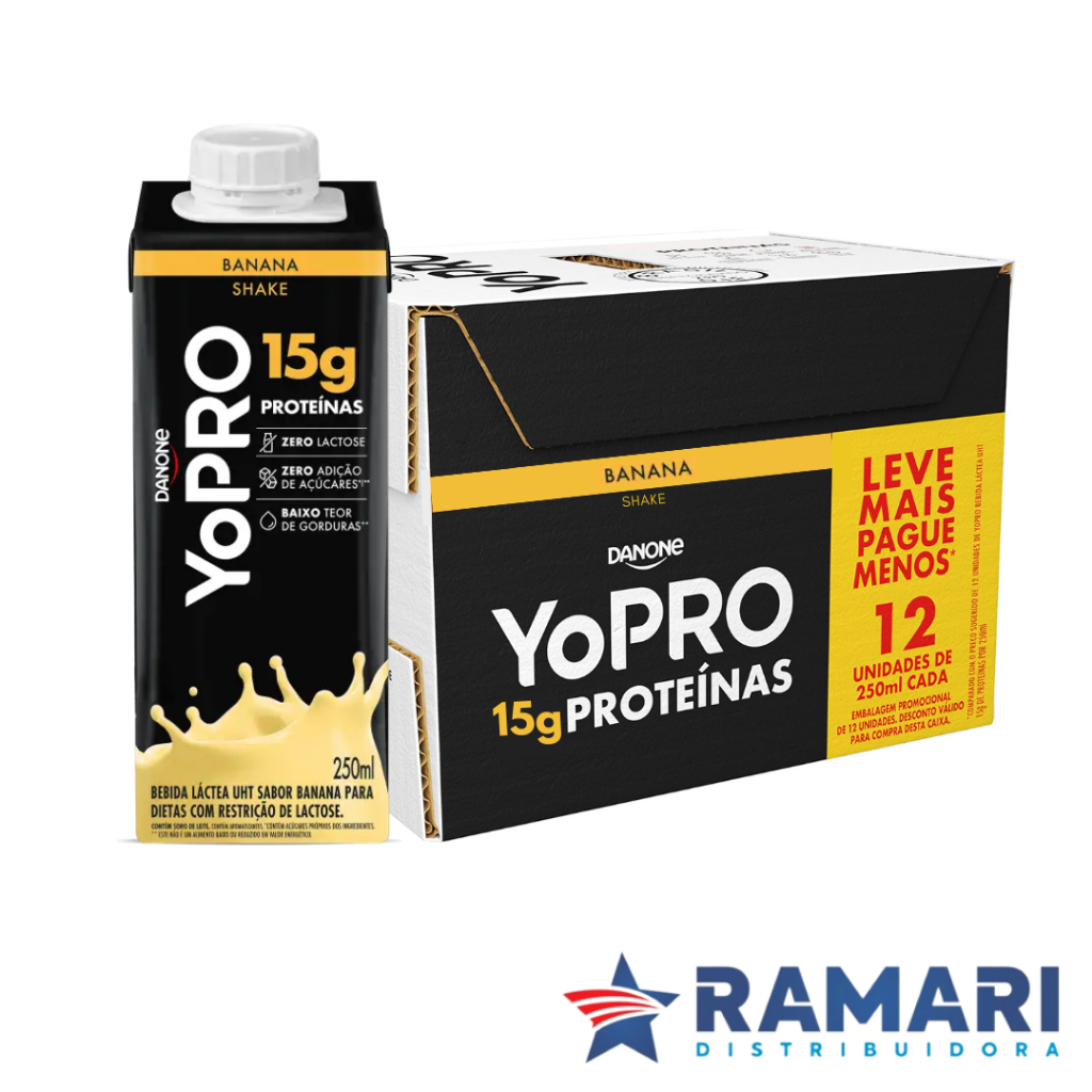 Kit 12 Unidades YoPRO Bebida Láctea Banana 15g de Proteínas 250ml ...