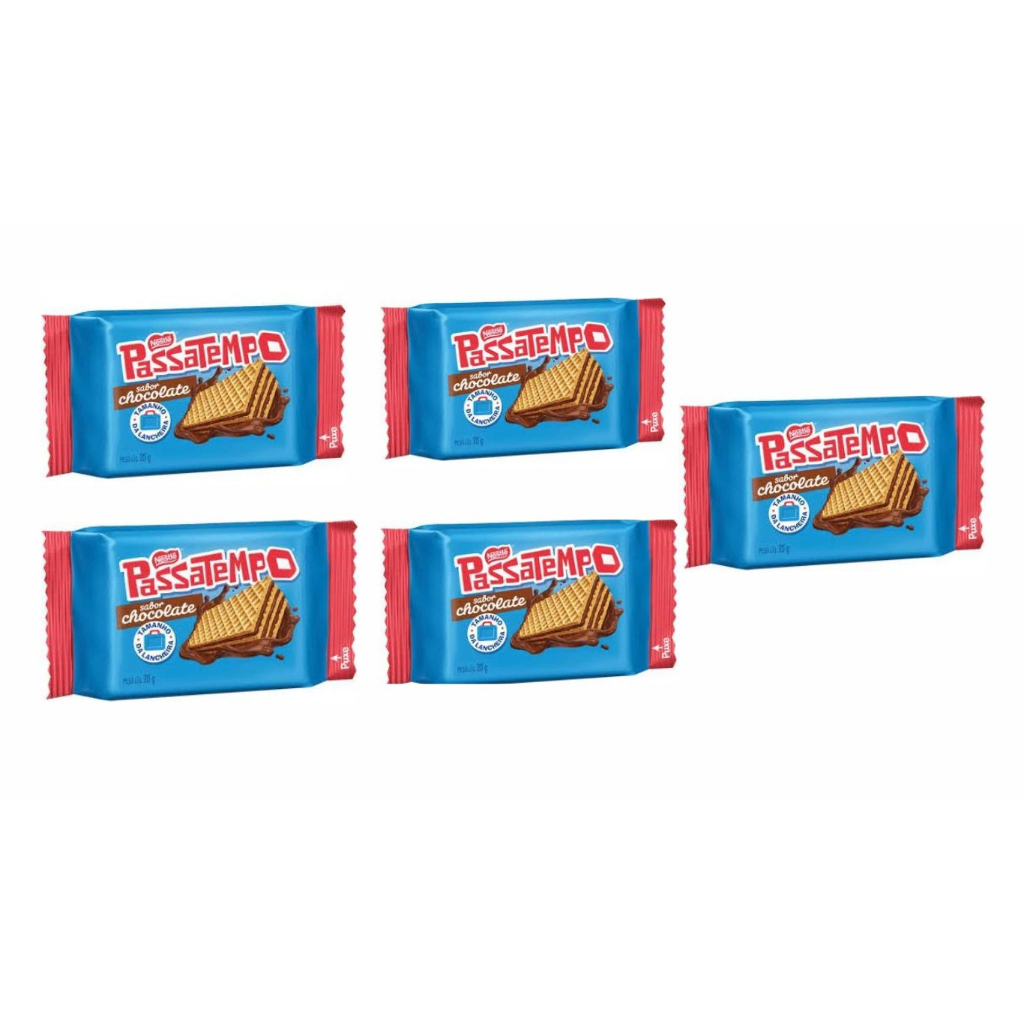Nestlé Kit com 5x Pacotes Mini Wafer Passatempo Chocolate 20 gramas ...