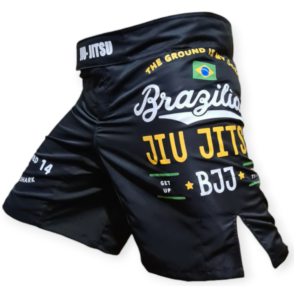 Bermuda de Tactel Masculina Brazilian Jiu-jítsu No-gi C/ Elastano Competidor MMA Muay Thai ...