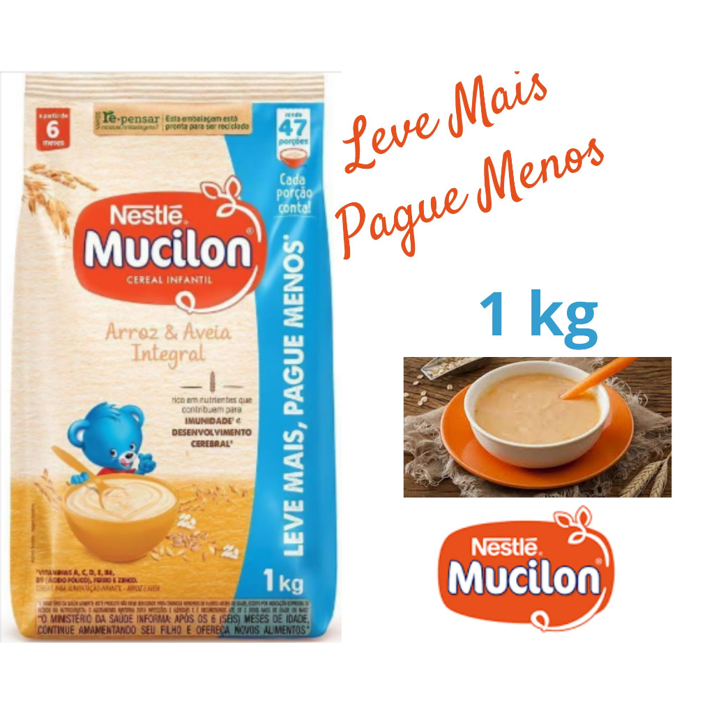 Mucilon Arroz e Aveia Integral Cereal Infantil 1kg - Cereal Mucilon ...