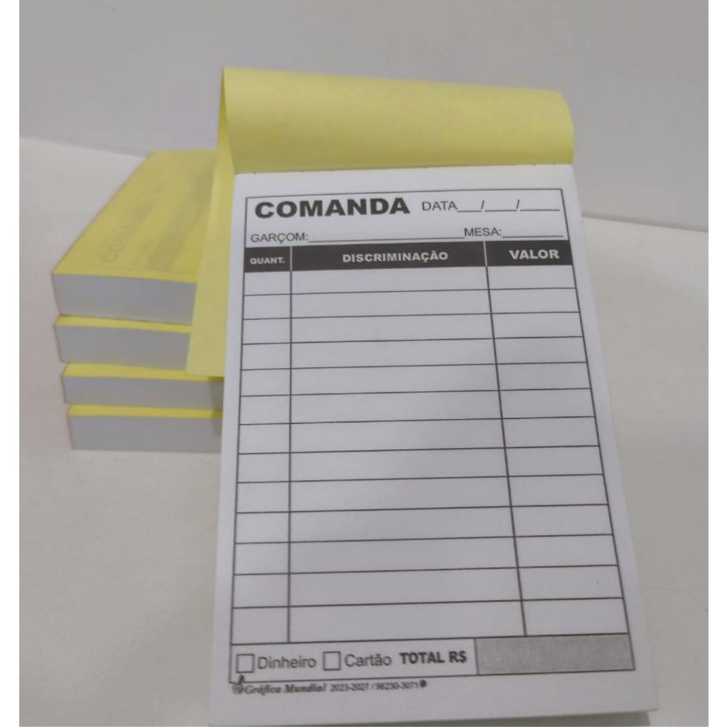 50 Blocos de Comanda PERSONALIZADA c/ 100 Folhas para Lanchonete ...