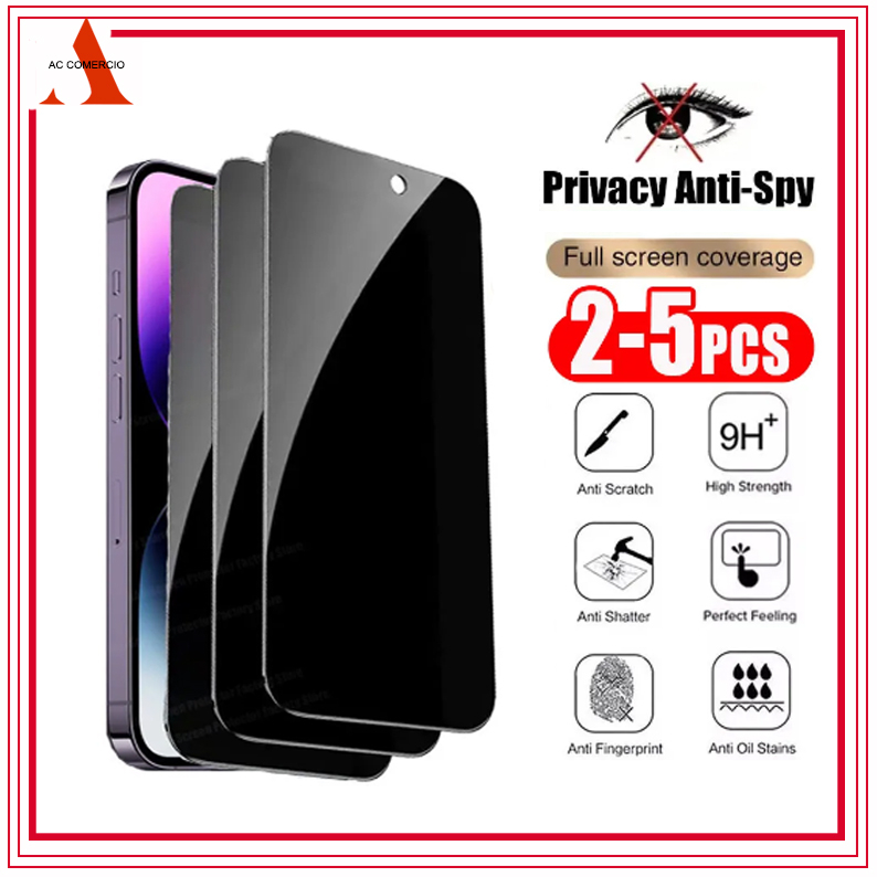 Kit 2 Película De Vidro 3d Privativa Anti Spy Para Iphone Todos Modelos