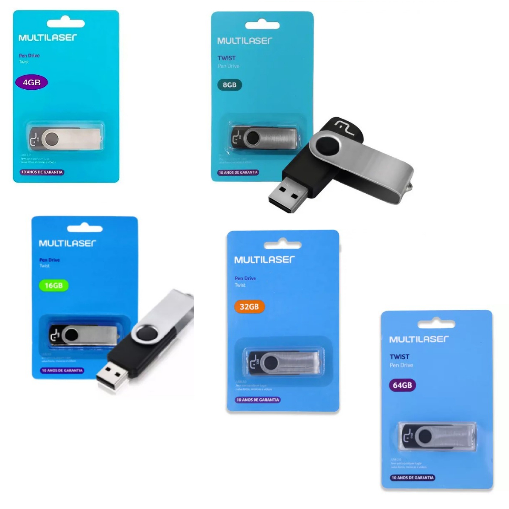 Pen drive Multilaser Twist PD588 Original 8gb 4gb 16gb 32gb 64gb ...