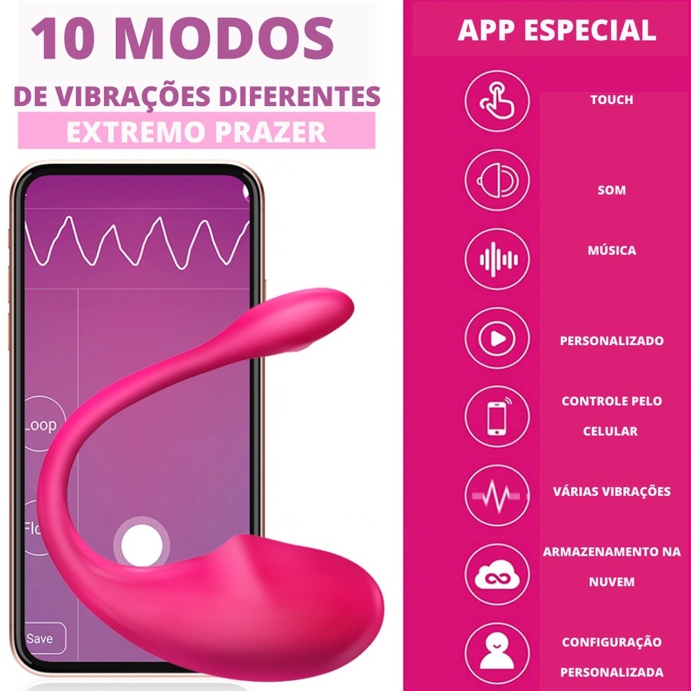 Vibrador Bluetooth Controle no celular a Distância via App;Recarregável via usb TD-MUSICA ...