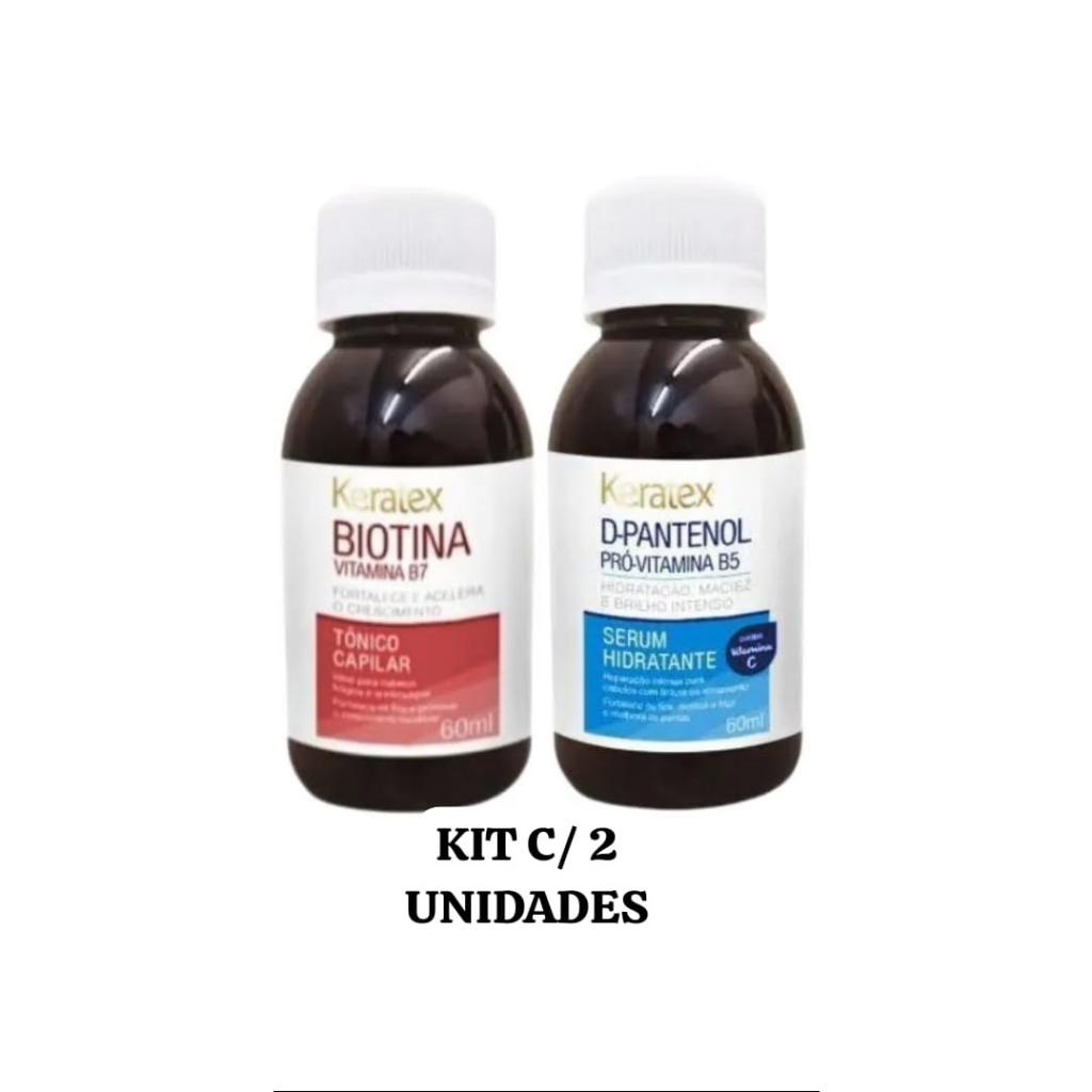 Kit Keratex 1 un Biotina B7 60ml + 1uni Serum Hidratante D-Pantenol 60ml | Shopee Brasil