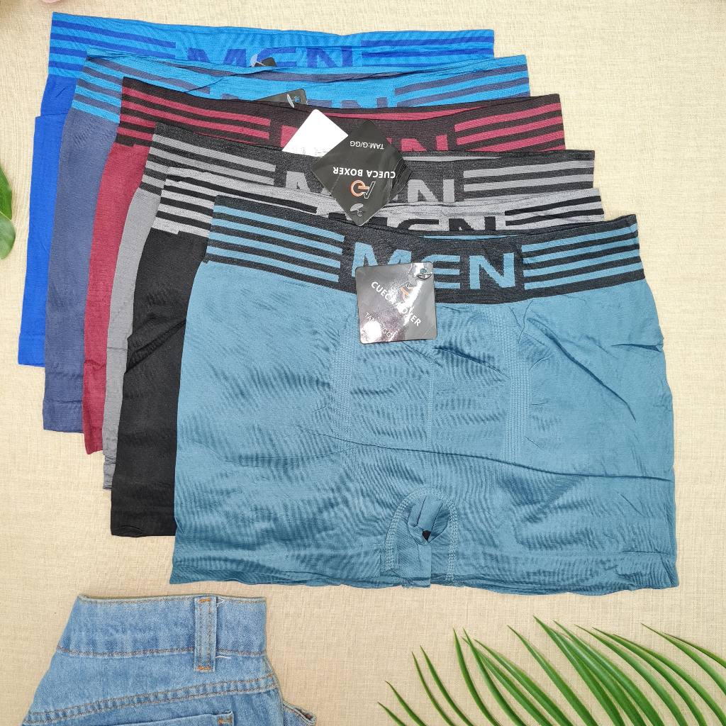 Kit 12 Cuecas Masculinas Box Microfibra Adulto Lisa Boxer | Shopee Brasil