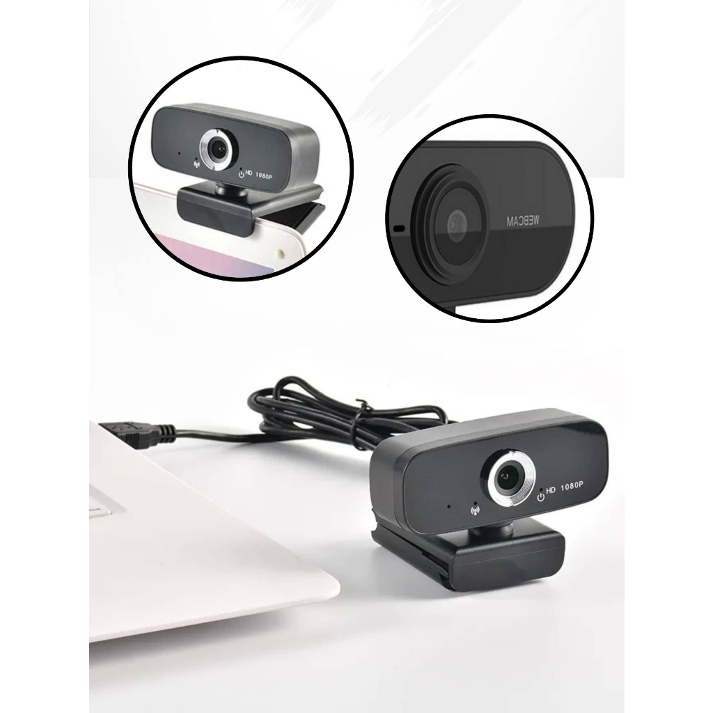 Webcam Full Hd 1080 Usb Câmera De Giro 360º Mini Microfone | Shopee Brasil