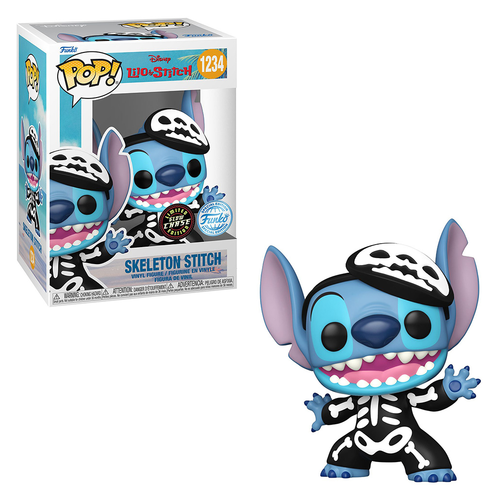 FUNKO POP CHASE DISNEY LILO & STITCH EXCLUSIVE - SKELETON STITCH (GLOW ...