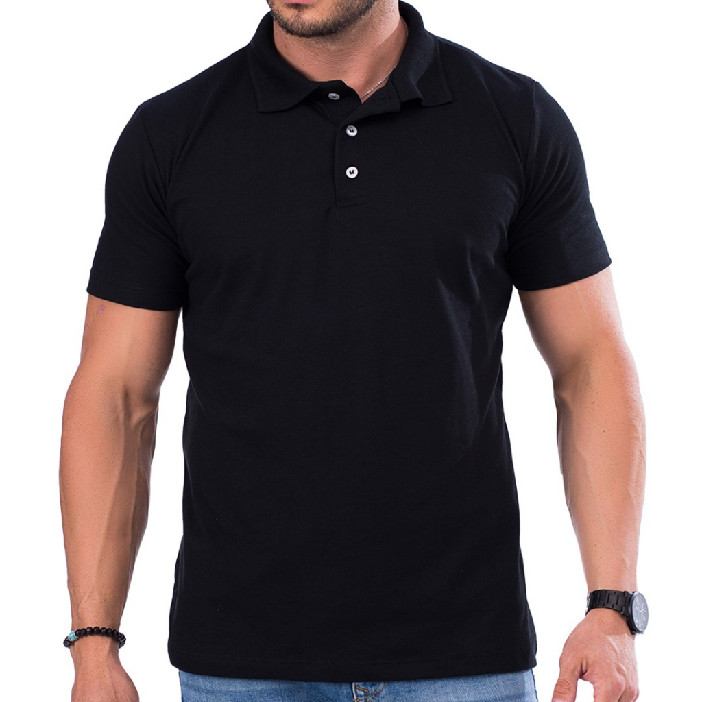 Camisa Gola Polo Masculina Preta Básica Camiseta Preta Lisa | Shopee Brasil