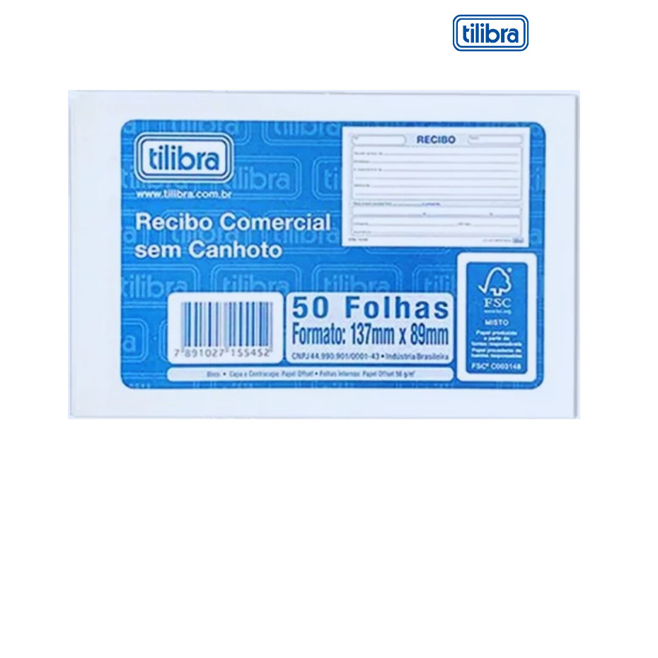 RECIBO COMERCIAL S/ CANHOTO 50F TILIBRA | Shopee Brasil