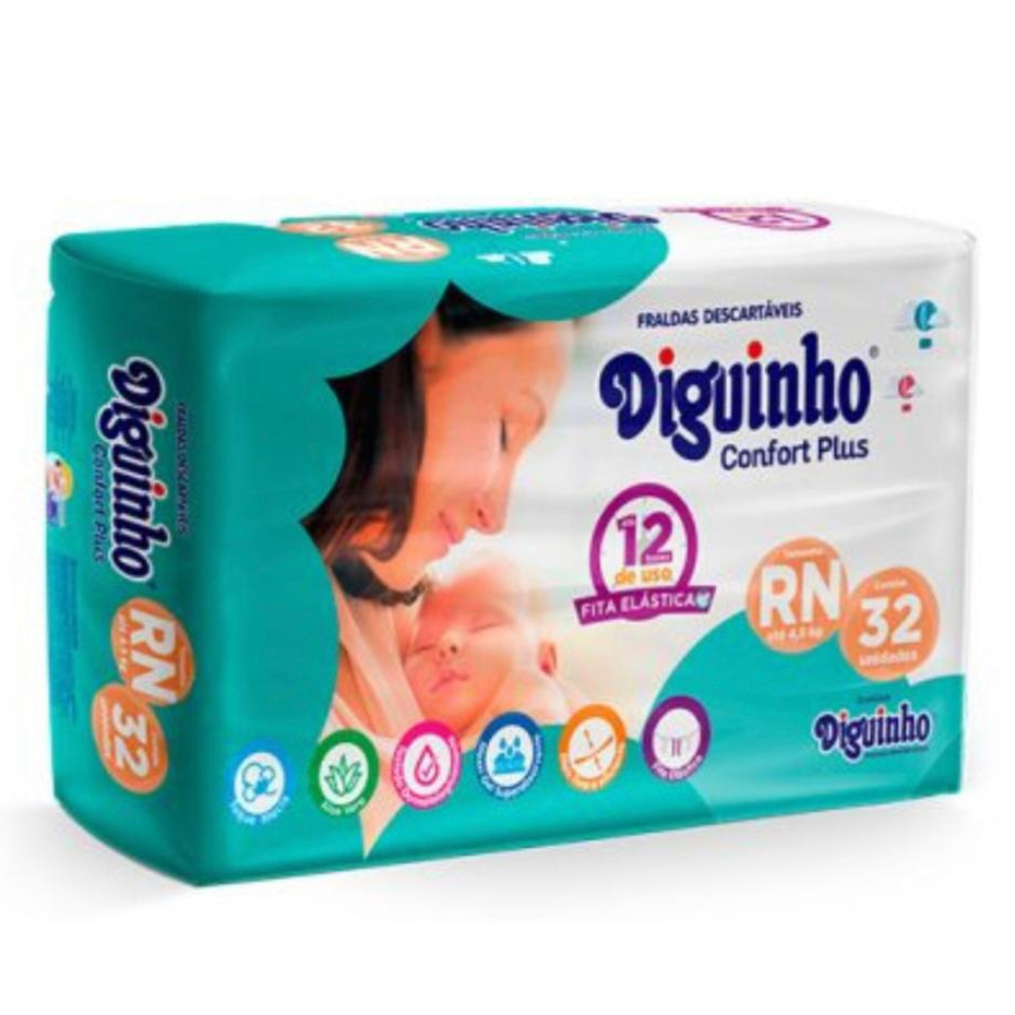 Fralda Descartavel Infantil Diguinho Plus RN - 32 Unidades | Shopee Brasil