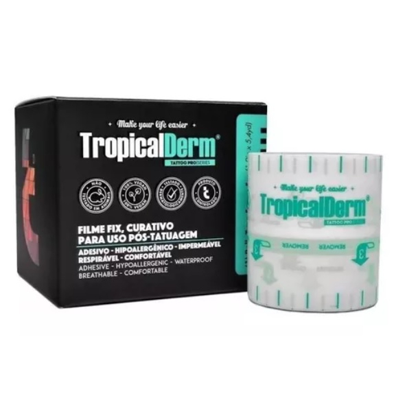 Rolo Tropical Derm Adesivo Tatuagem Cicatrizante Tattoo 5x5m | Shopee ...