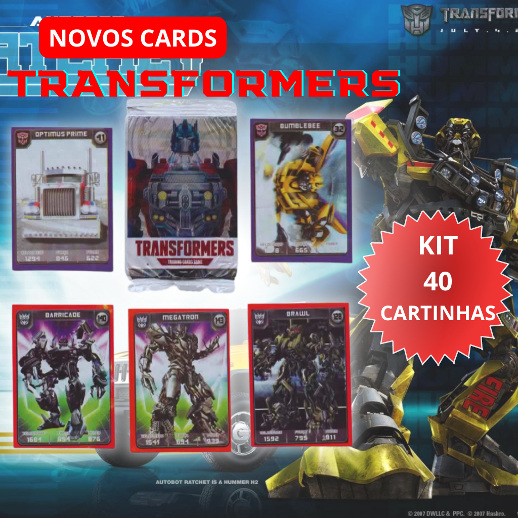 Novos Cards TRANSFORMERS Kit 40 Cartinhas 10 Pacotinhos - Revender ...
