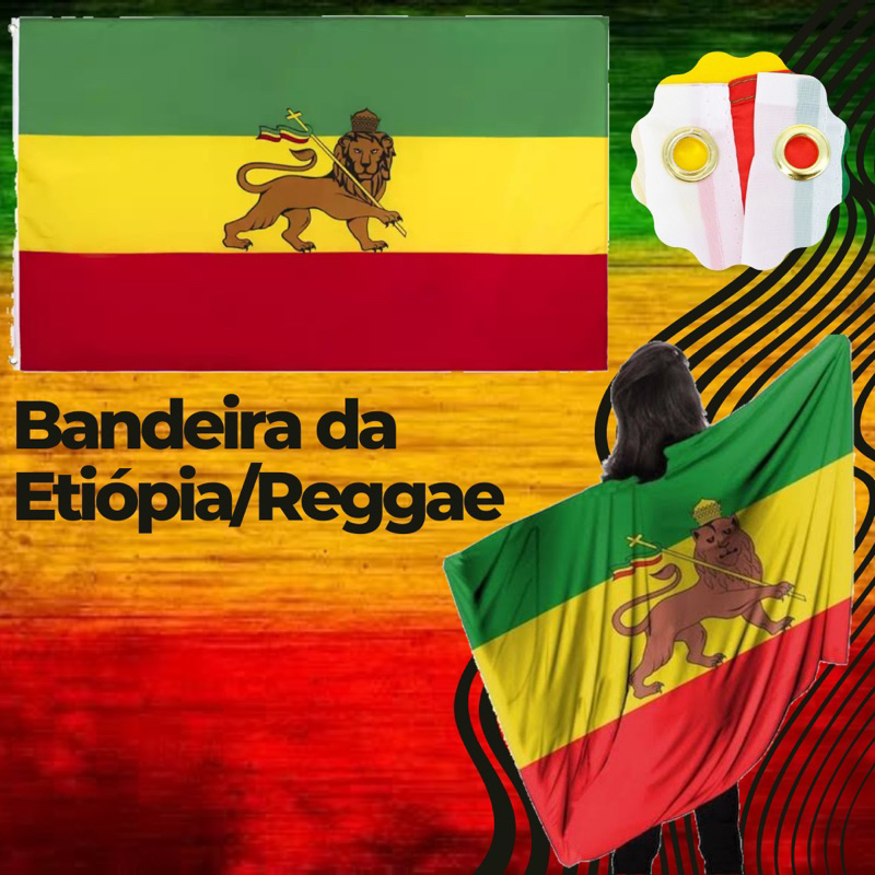 Bandeira Etiopia\Reggae 90 Cm X 150cm C/ Anilha P/ Mastro | Shopee Brasil