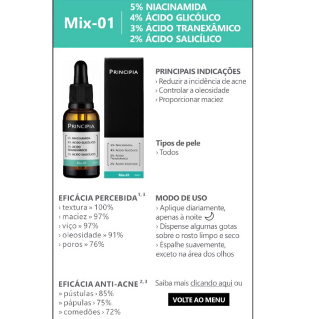 Sérum Principia Mix-01 5% NIACINAMIDA 4% ÁCIDO GLICÓLICO 3% ÁCIDO ...