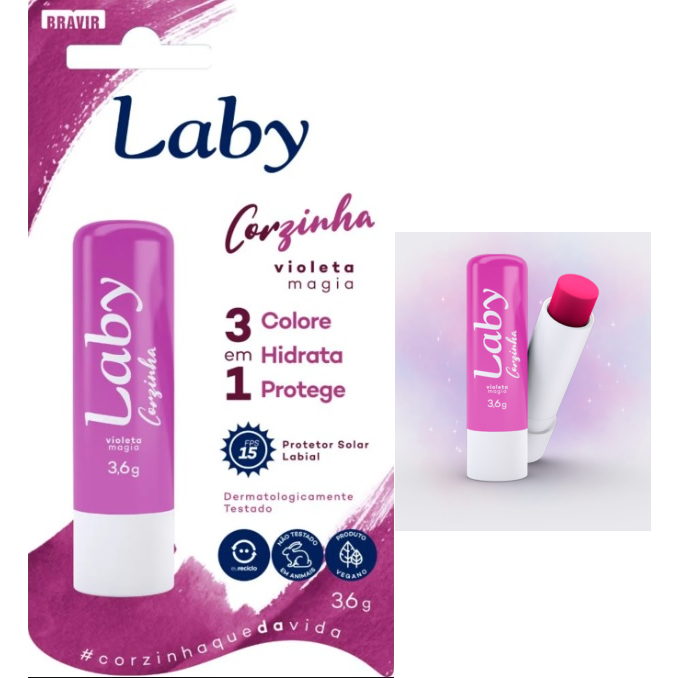 Protetor Labial Laby Corzinha Violeta Magia - FPS15 - Protetor Solar ...