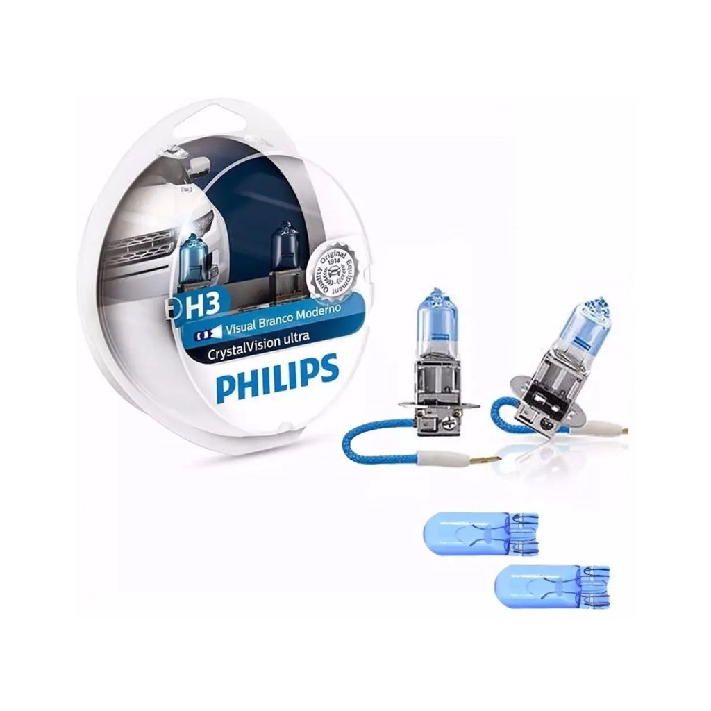 Lâmpada Philips Crystal Vision Ultra H3 12V 55W + Pingos | Shopee Brasil