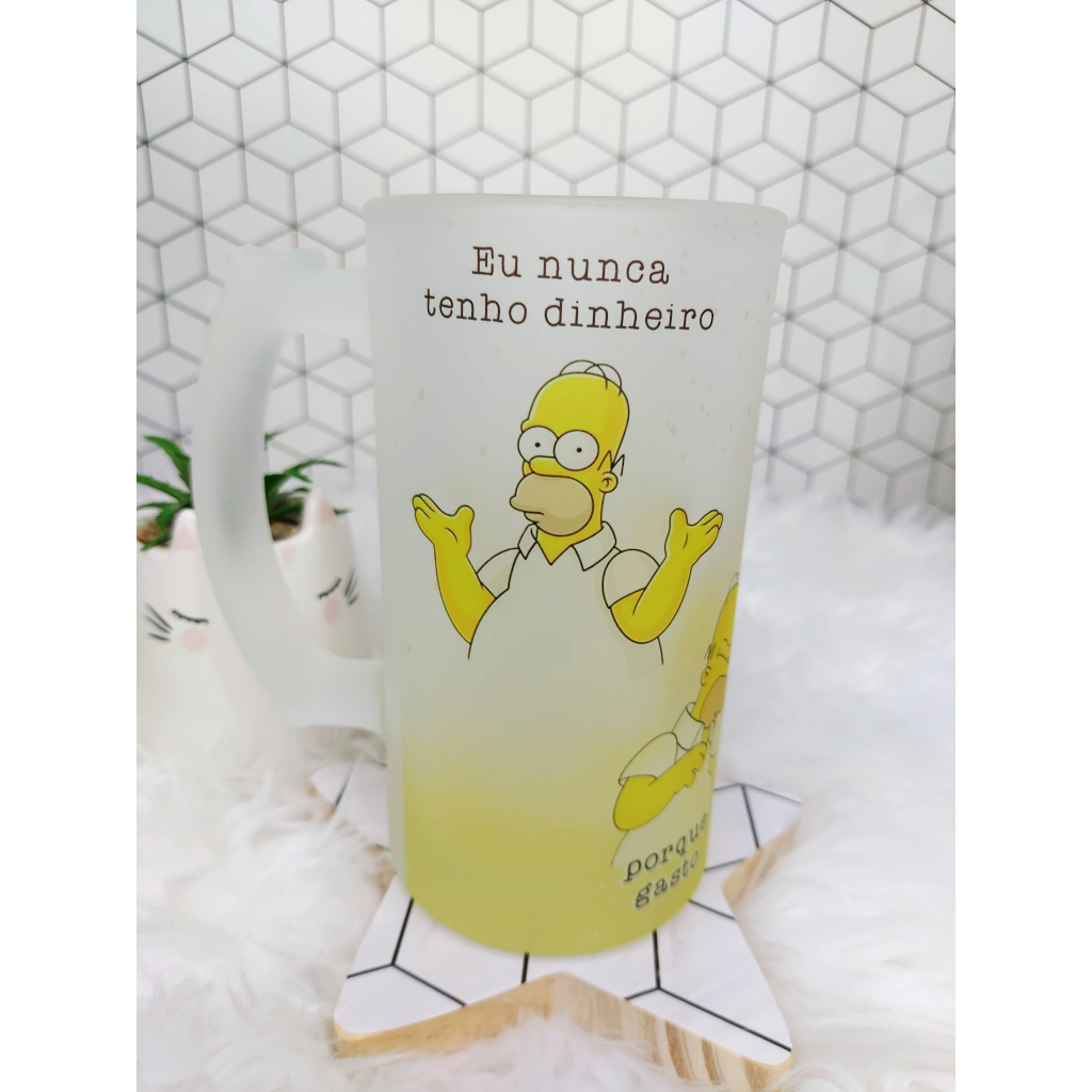 Caneca chopp vidro Homer Simpson eu nunca... | Shopee Brasil