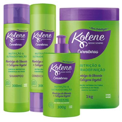 kOLENE KIT CURVATURAS NUTRIÇÃO E ULTRADEFINIÇÃO ABACATE E COLAGENO ...