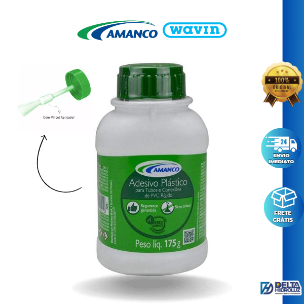 Adesivo Cola PVC Amanco Wavin 175g Com Pincel Cano | Shopee Brasil
