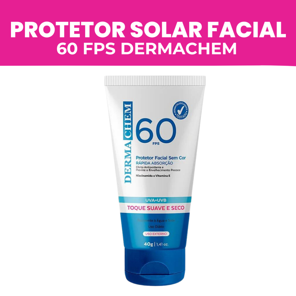 Protetor Solar Facial 60 FPS Dermachem - 40g | Shopee Brasil