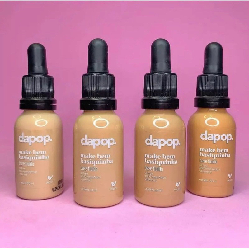 Base Fluida Vegana Maquiagem Facial Acido Hialurônico 30ml Dapop ...