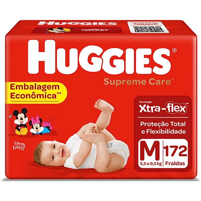 Fralda descartável Huggies M 172 unidades Supreme Care | Shopee Brasil