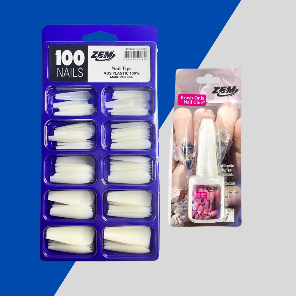 Kit 100 Unhas Tips postiça Bailarina Natural (Branca/transparente ...