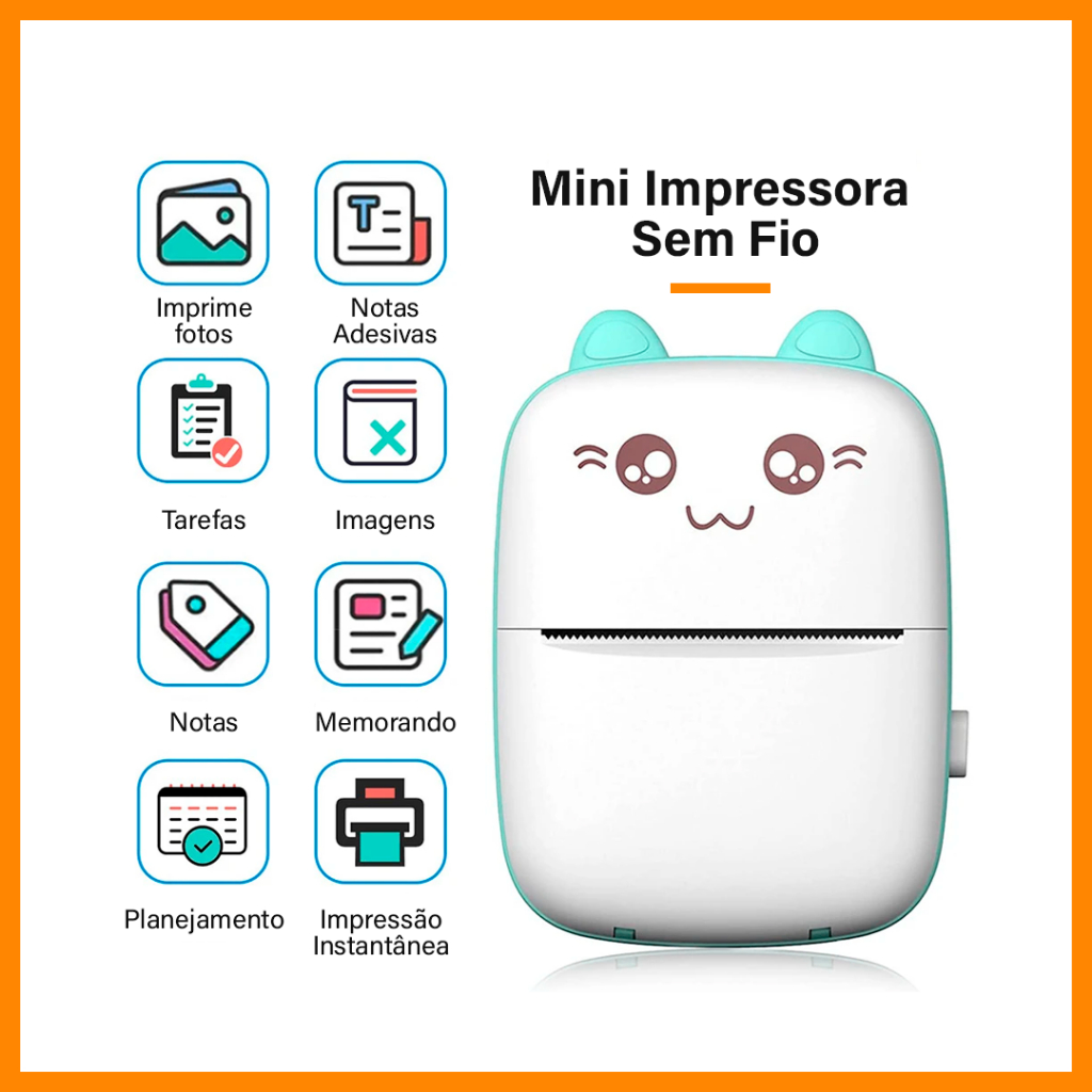 Mini Impressora Térmica portátil Mini Cat Impressão Sem Fio ...