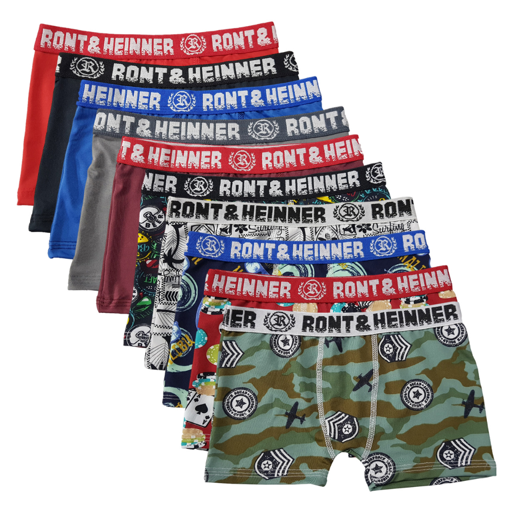Kit 10 Cueca Box Boxer Infantil Estampada Lisa Cuecas Meninos 1 a 9 ...