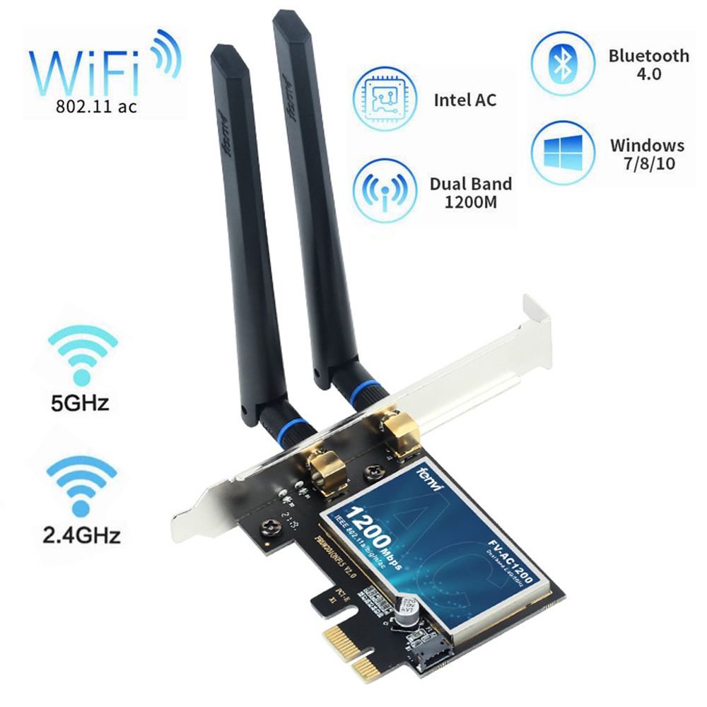 Adaptador Fenvi WiFi&Bluetooth PCI-E 1200Mbps Sem Fio 2.4Ghz 5Ghz Win7 ...