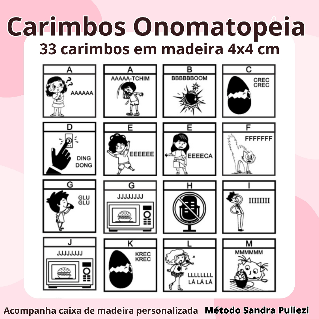Kit carimbos Onomatopeia (Método Sandra Puliezi) | Shopee Brasil