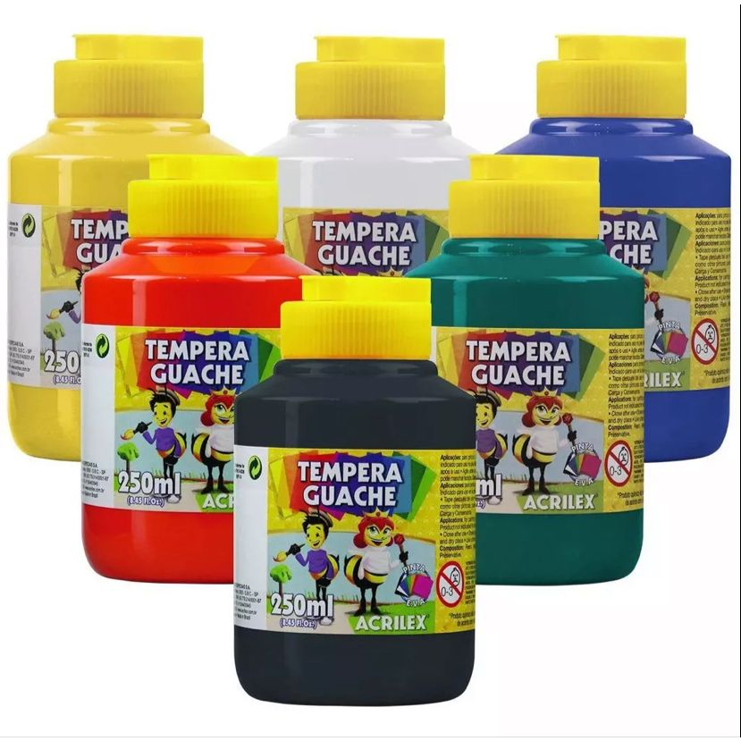 TINTA GUACHE 250ML ACRILEX ESCOLHA A COR | Shopee Brasil