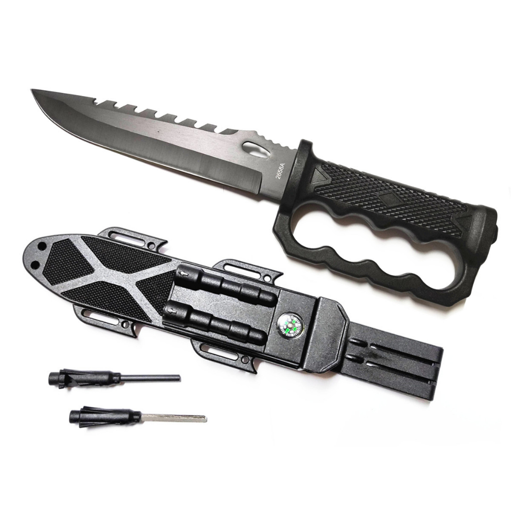 Faca Tatica Facão Rambo Com Bainha Bussola Com ou sem Apito Amolador ...