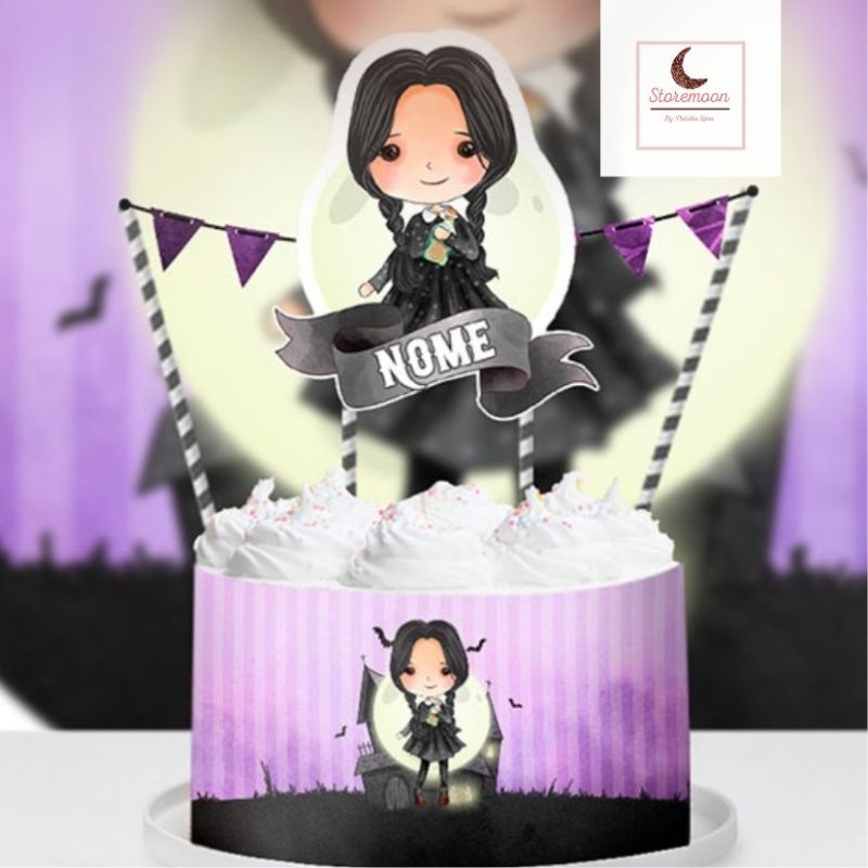 Topo de bolo Wandinha Topper de bolo completo Vários itens | Shopee Brasil