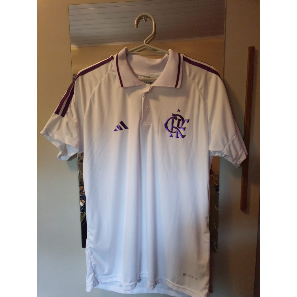 CAMISA FLAMENGO BRANCA COM ROXO 23/24 ADULTO | Shopee Brasil
