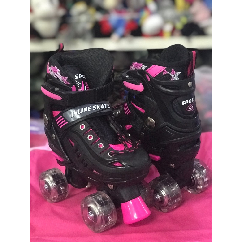 Patins Infantil Feminino 4 Rodas Freio Luz Led-nova-modelos | Shopee Brasil
