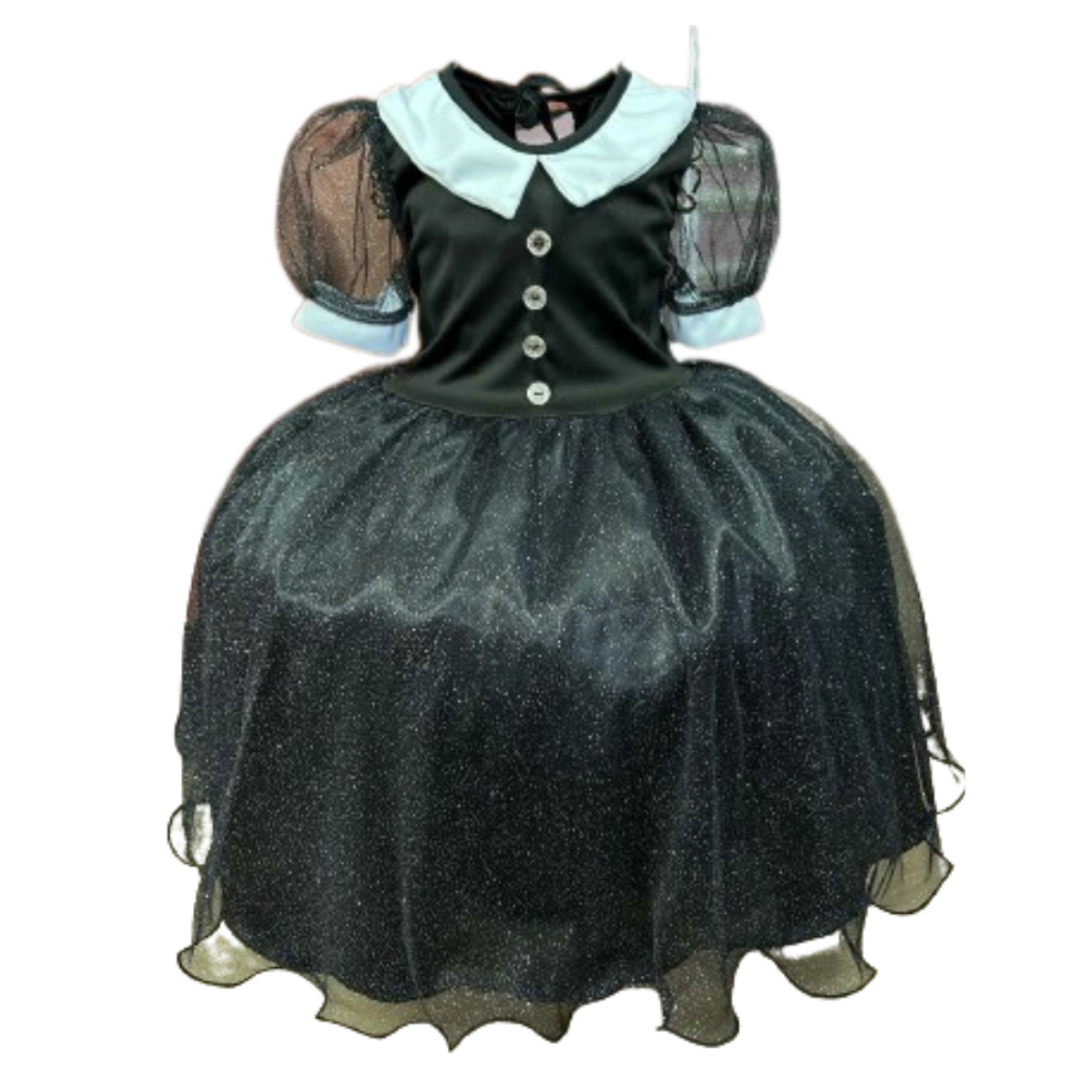 Vestido Wandinha Vandinha Infantil Festa Fantasia Aniversário Temático ...