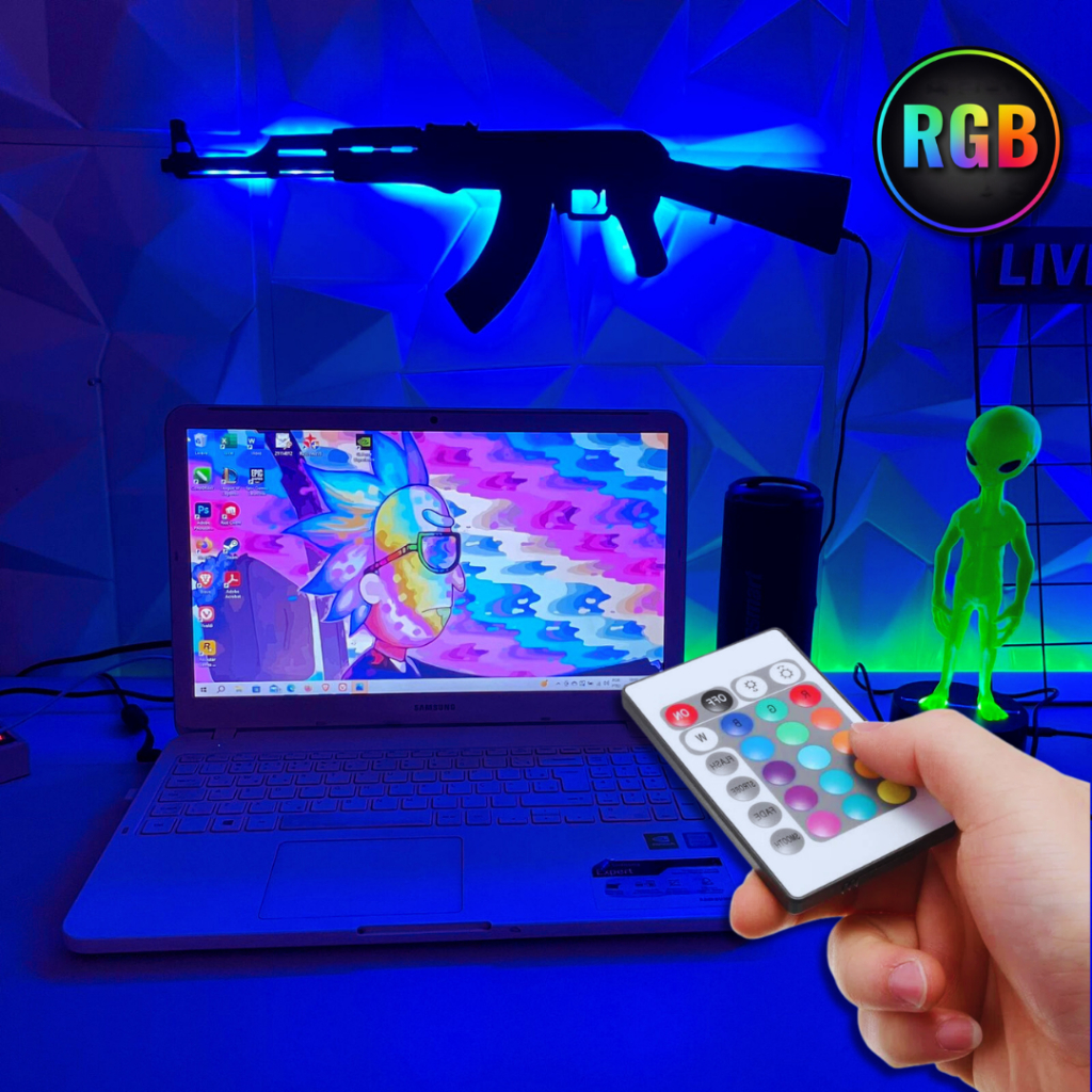 Luminária LED RGB Rifle AK 47 Gamer Call of Duty COD - Desconto no Preço